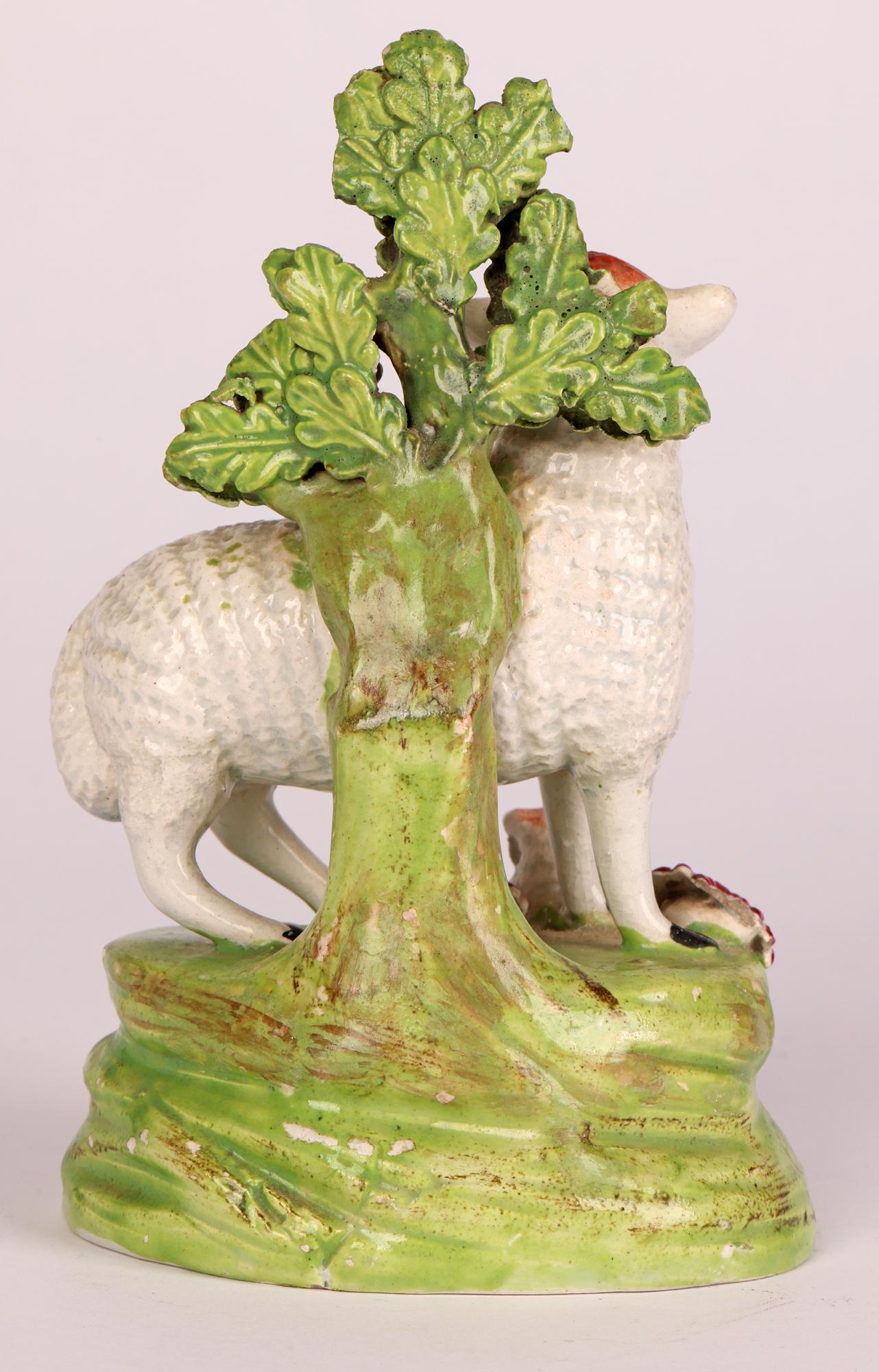 Ralph Salt Staffordshire Pearlware Pottery Ewe and Lamb Bocage Figure ...