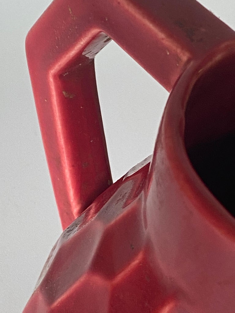 Ceramic Jug or Pitcher with Red Color Geometrical Pattern France, circa ...