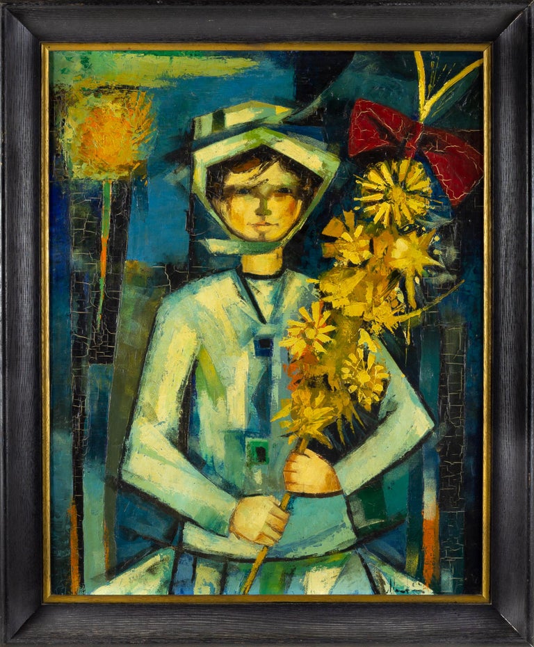 Ramon Montini Signed 'La Palma' Mid Century Oil Painting For Sale at ...
