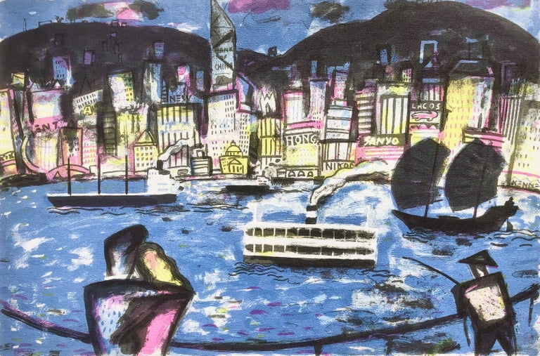 Ramon Moscardo Fernandez - Hong Kong urbanscape lithograph For Sale at ...