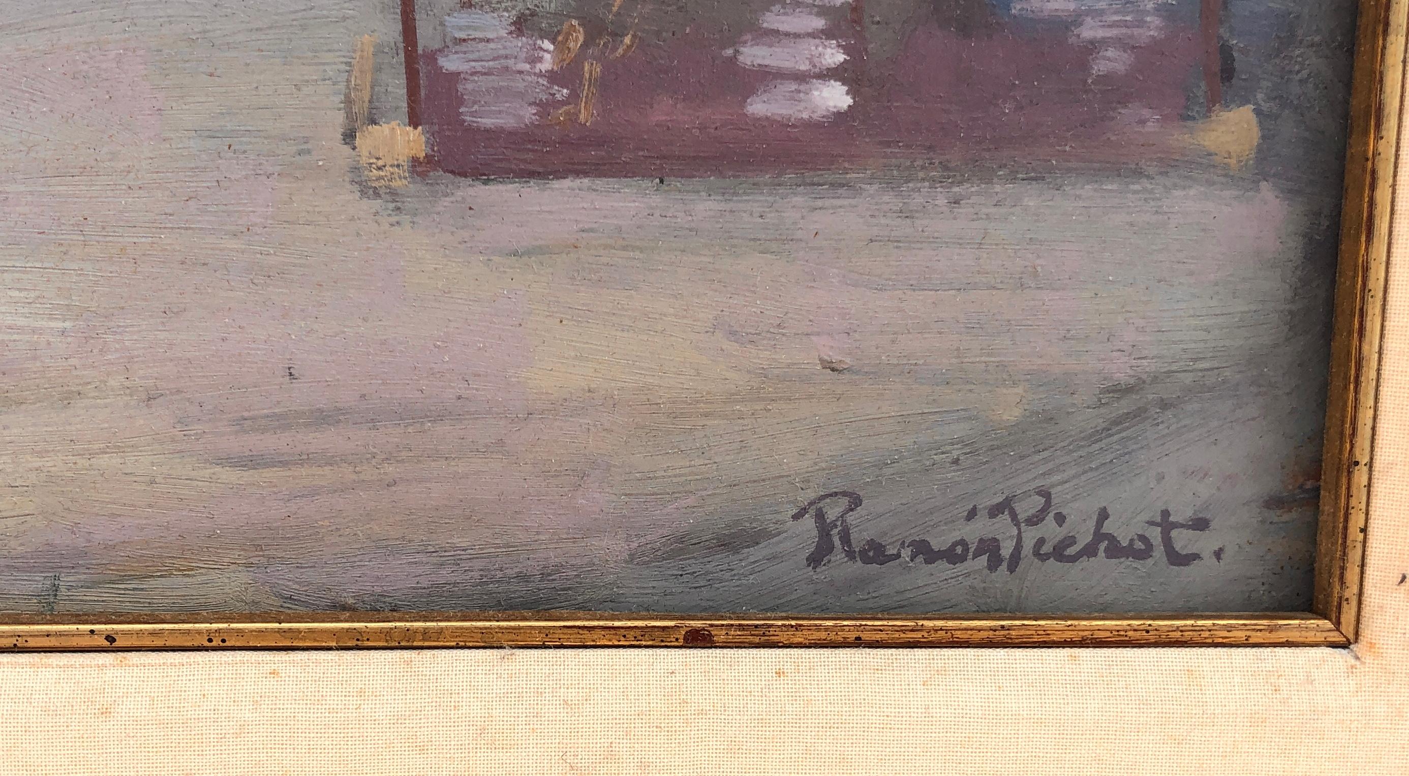 Ramon Pichot i Soler - Cadaques Spain seascape oil on board painting ...