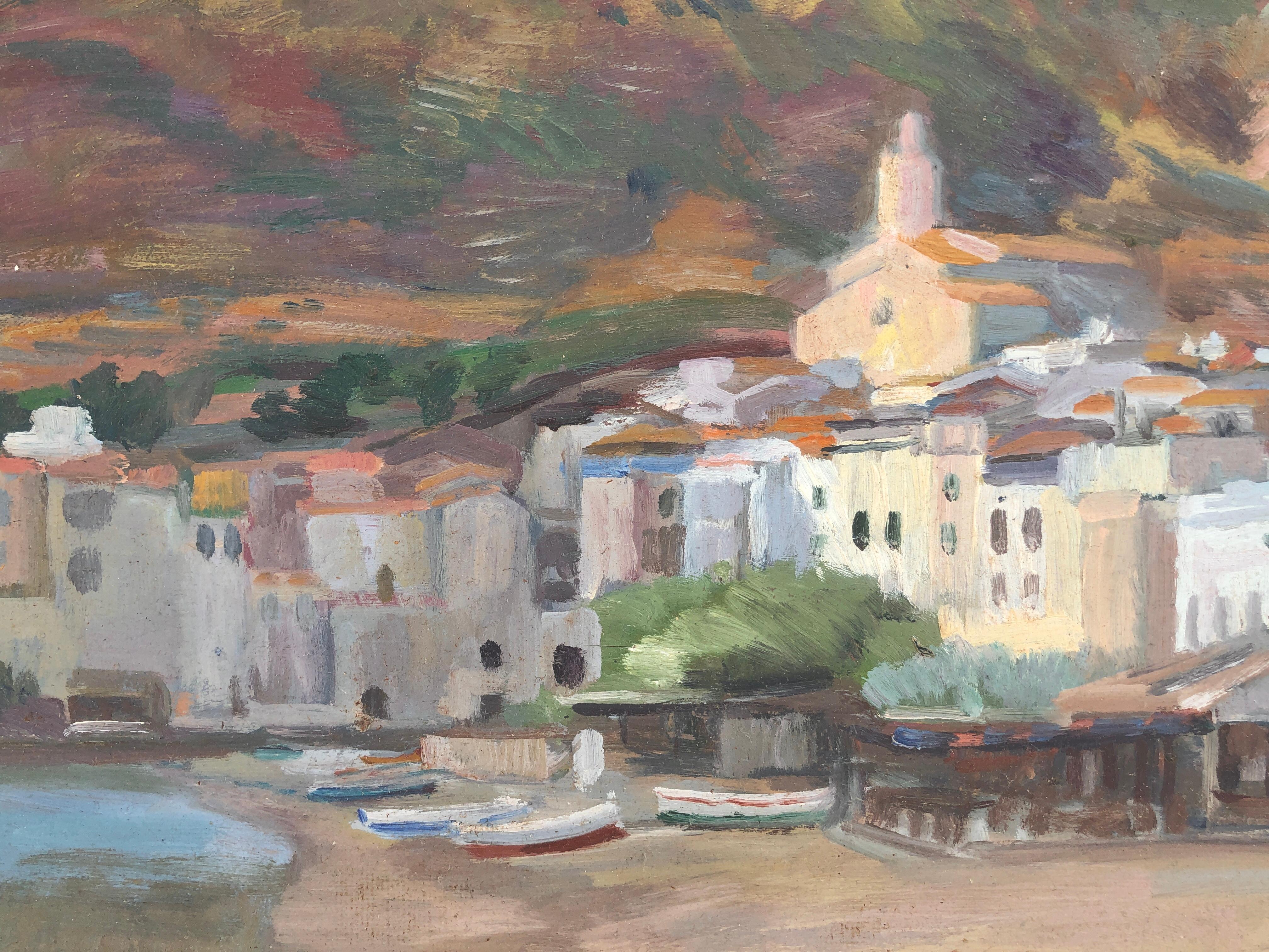 Ramon Pichot i Soler - Cadaques Spain seascape oil on board painting ...