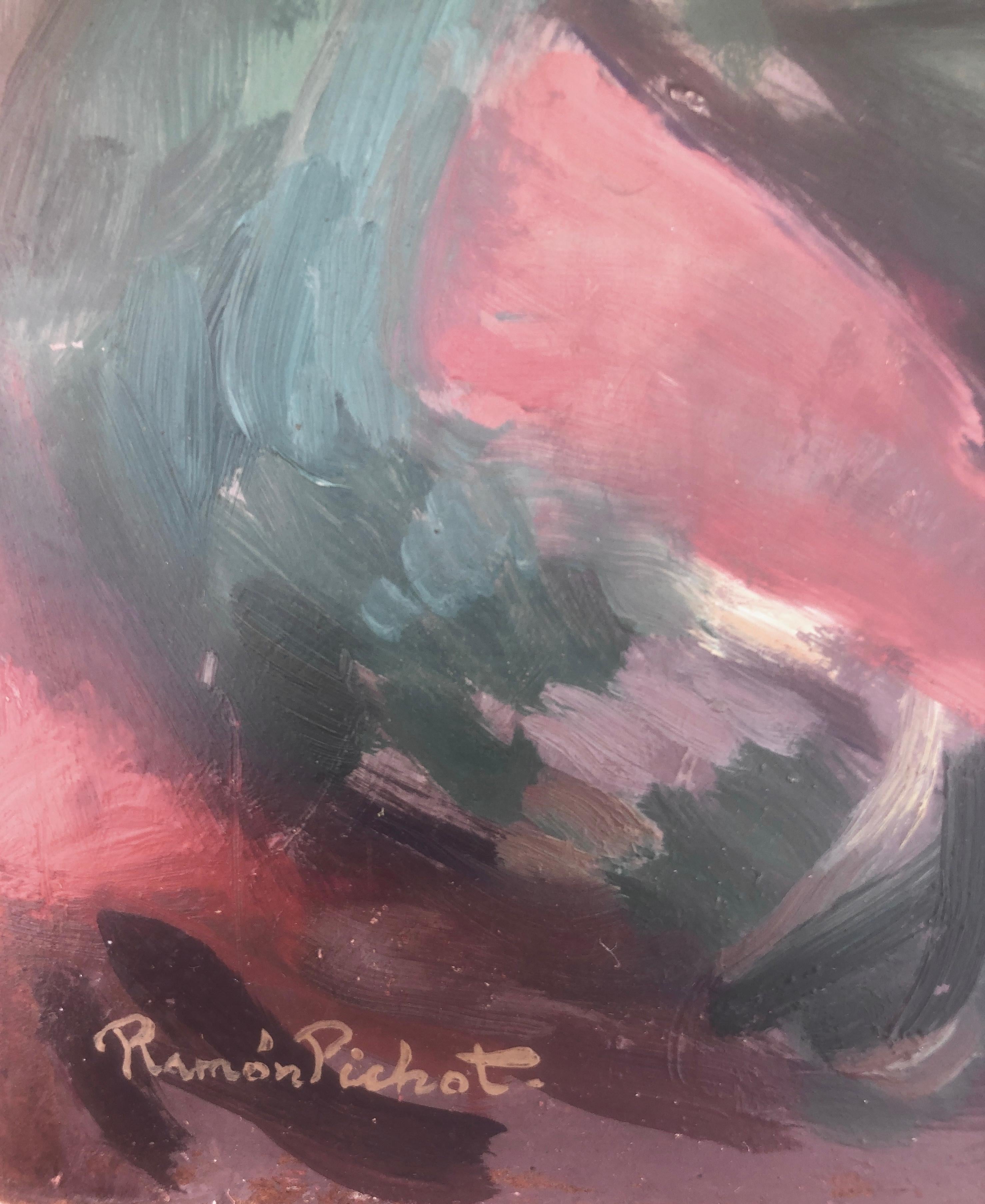 Ramon Pichot i Soler - Mujer y flores óleo sobre tabla pintura Ramón ...