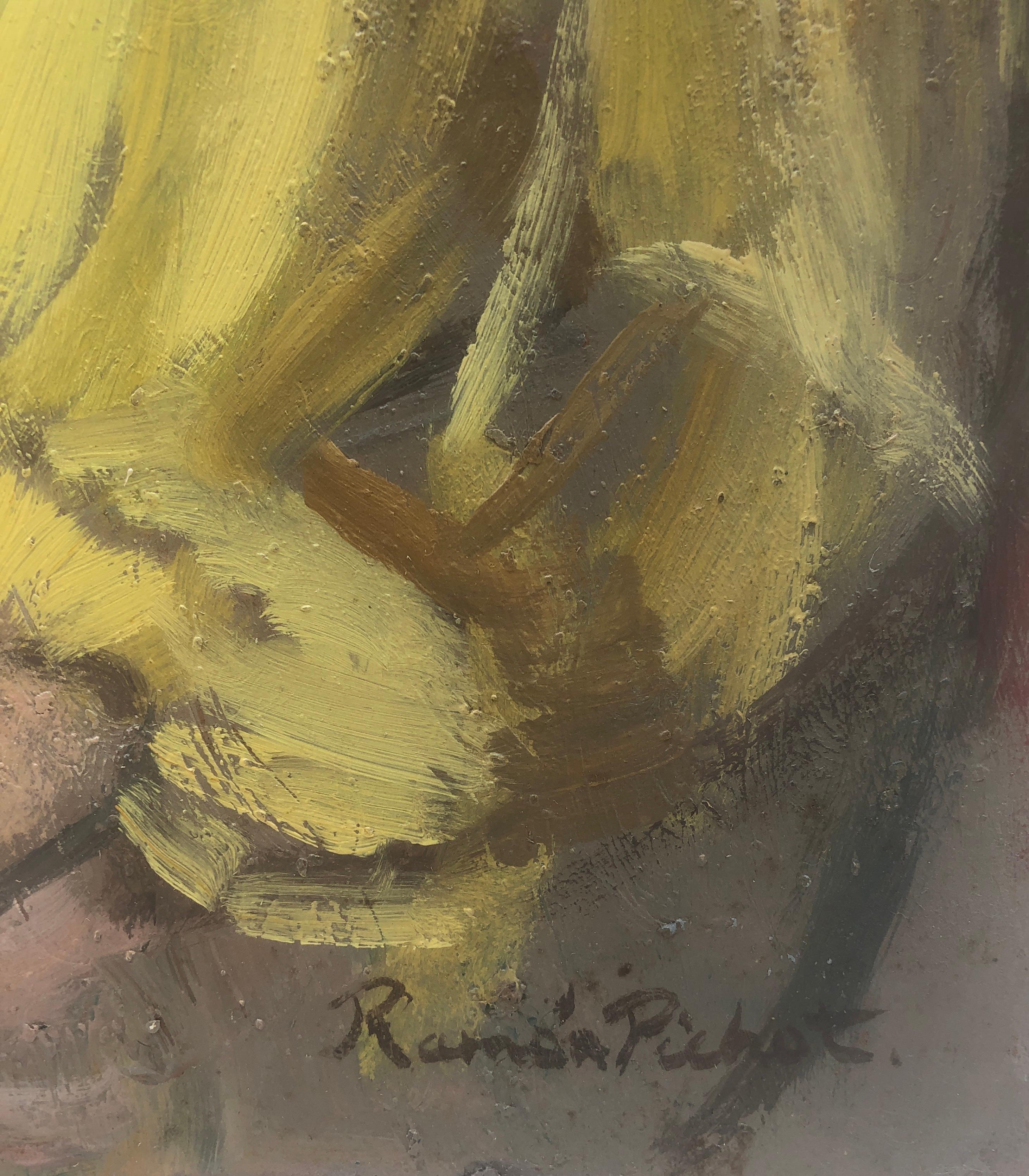 Ramon Pichot i Soler - mujer vestida de amarillo óleo sobre tabla ...