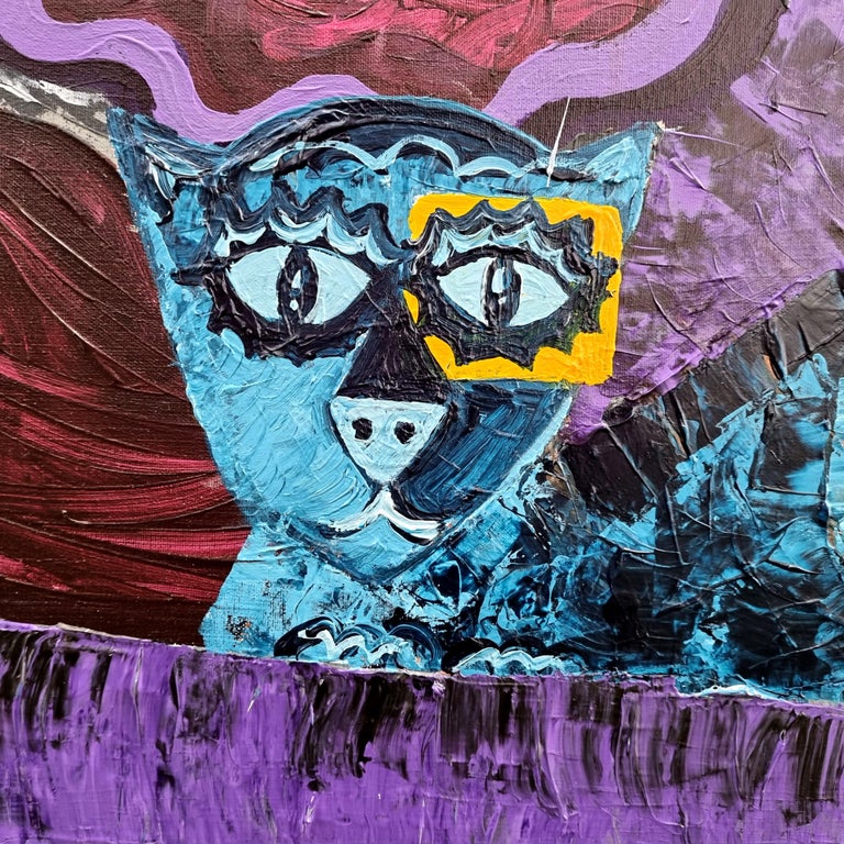 Ramon Poch - 90.-Philip with his cats. 130 x. 130 cm original acrylic ...