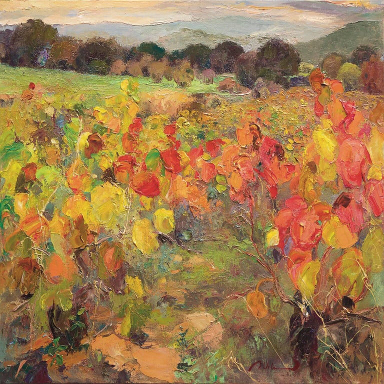 Ramon Vilanova - El Sol Funde Amarillo Dorado Sobre el Paisaje at 1stDibs