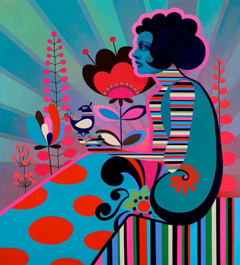 Ramona Nordal - Bloom, abstract pop art figurative painting, pattern ...