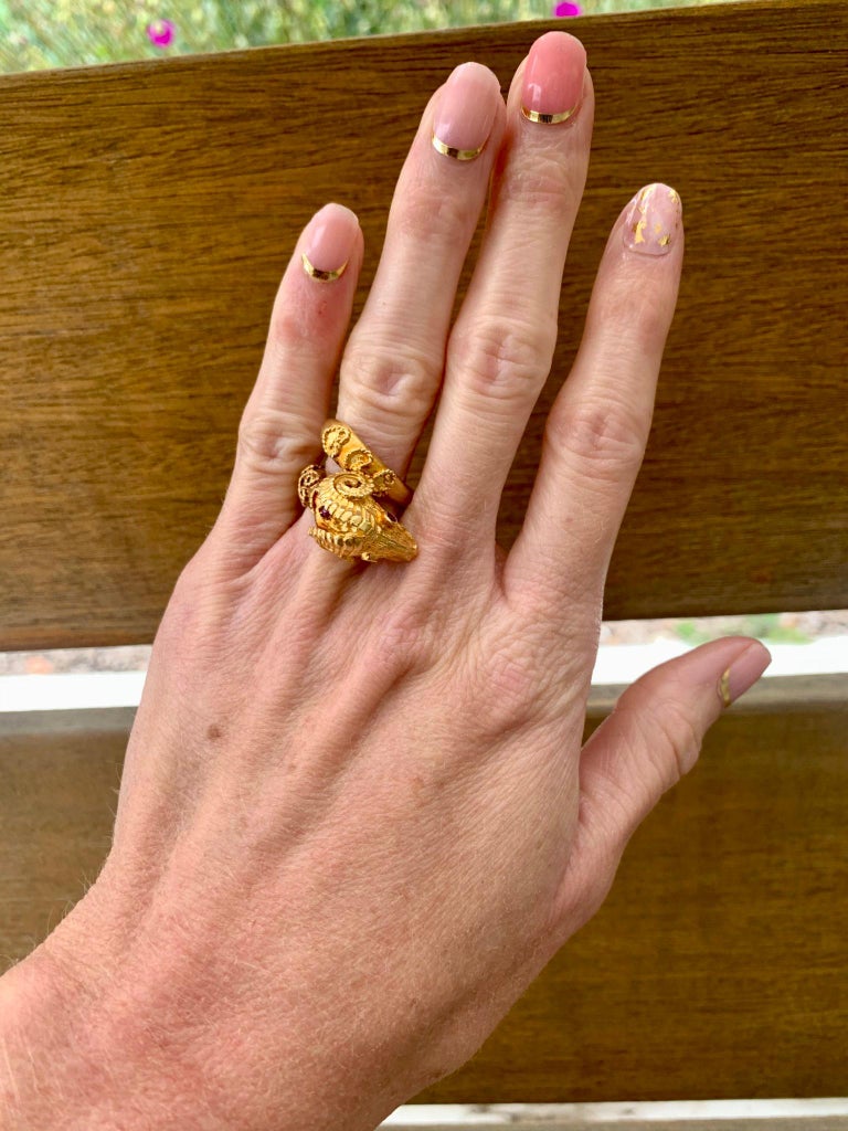 Ram’s Head 18K Yellow Gold Ring by Zolotas, circa 1960s For Sale at 1stDibs