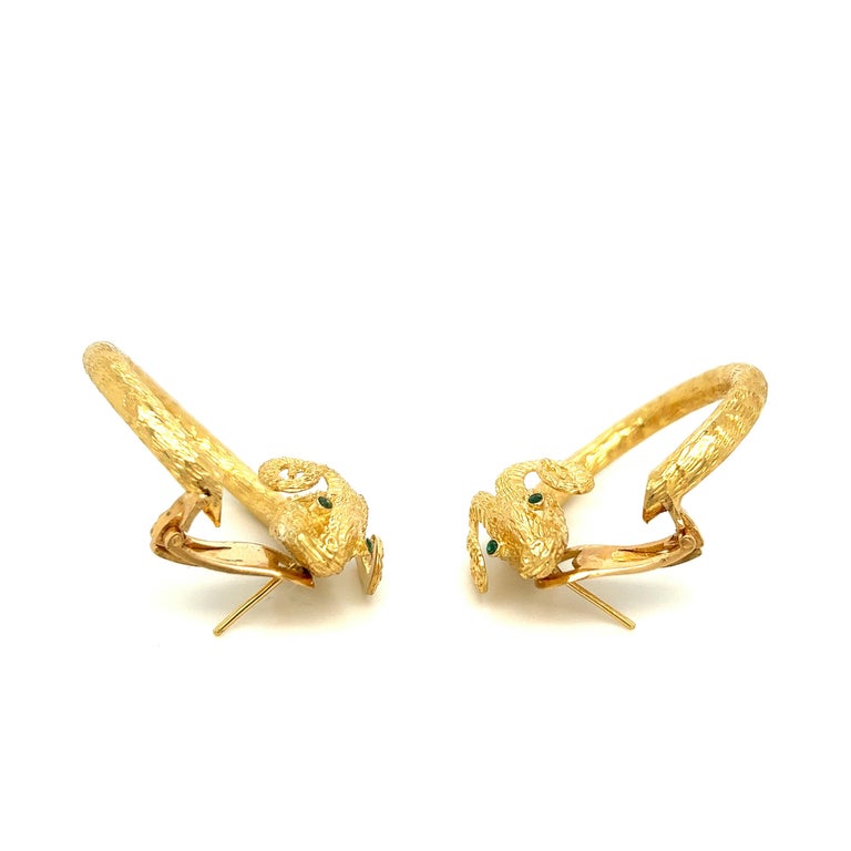 Ram's Head Gold Ear Clips For Sale at 1stDibs