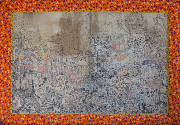 Ramzi Mostafa - "Cairo II" Oil on canvas Painting 47" x 61" inch by ...