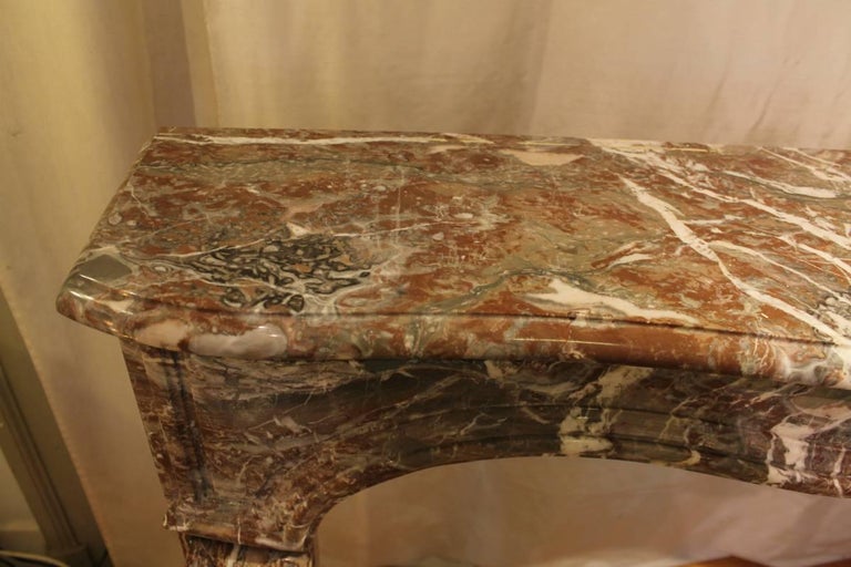 Cheminée française en marbre rouge de Rance, style Louis XV, 19ème ...