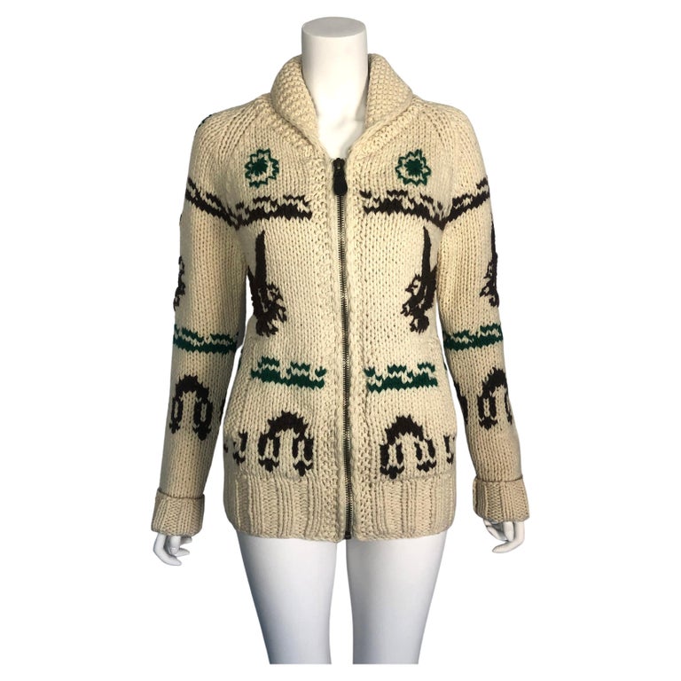 Rancher by Schott Chunky Knit Cardigan Brown Knitted Eagle Motif ...
