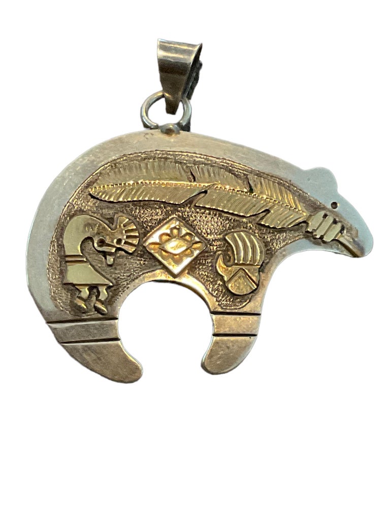 Randall Begay Native American Sterling Silver 12k GF Bear Kokopelli ...