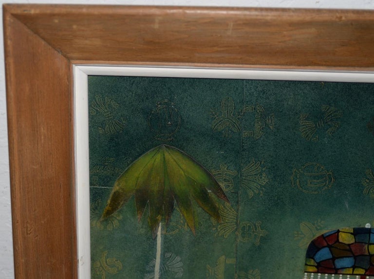 Randall Davey - Robert Davey "Potted Plant" Oil and Collage on Masonite ...