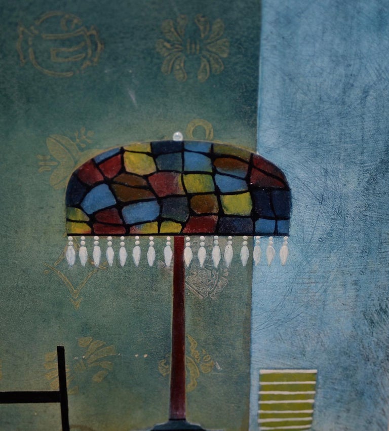 Randall Davey - Robert Davey "Potted Plant" Oil and Collage on Masonite ...