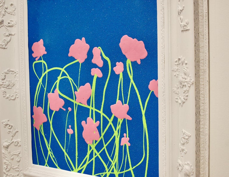 Randi Grantham - Posey Dance Blue Mixed Media Abstract Painting For ...