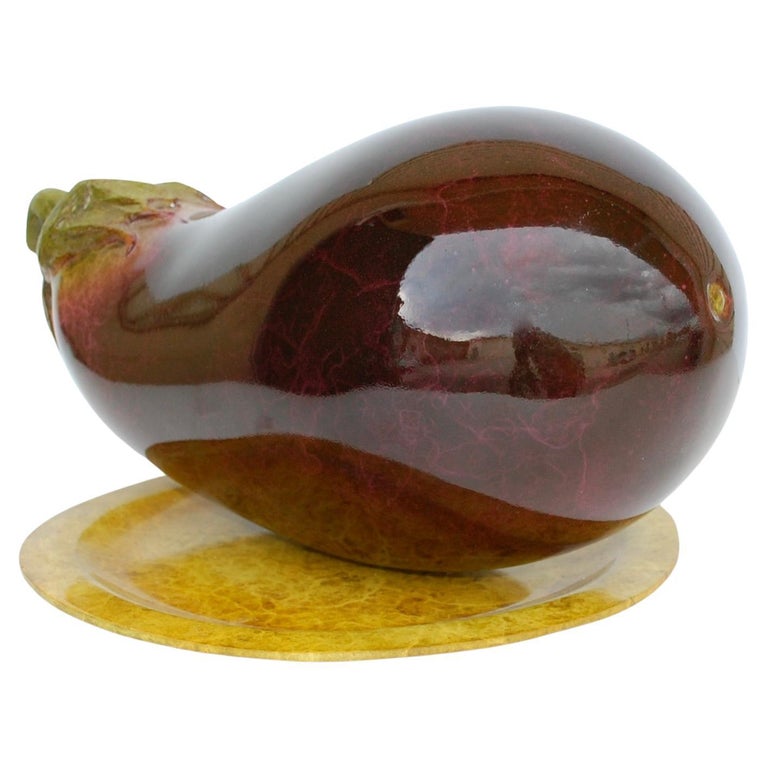 Randi Grantham - Eggplant On A Tray Bronze Sculpture For Sale at 1stDibs