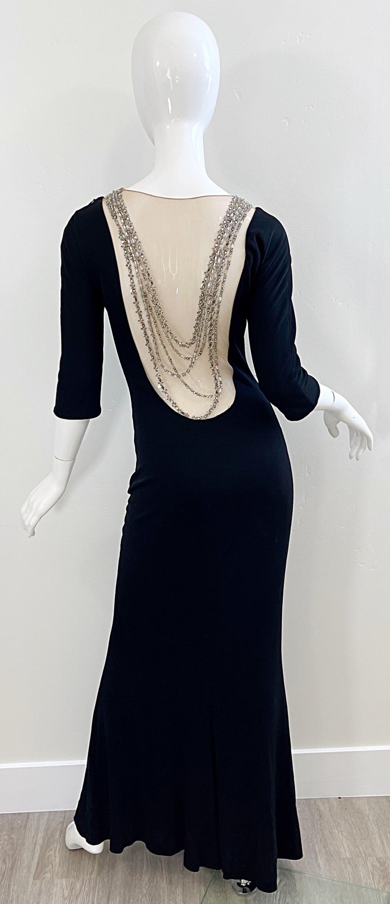 Randolph Duke 1990s Size 8 Black Jeweled Rhinestone Vintage 90s Gown ...