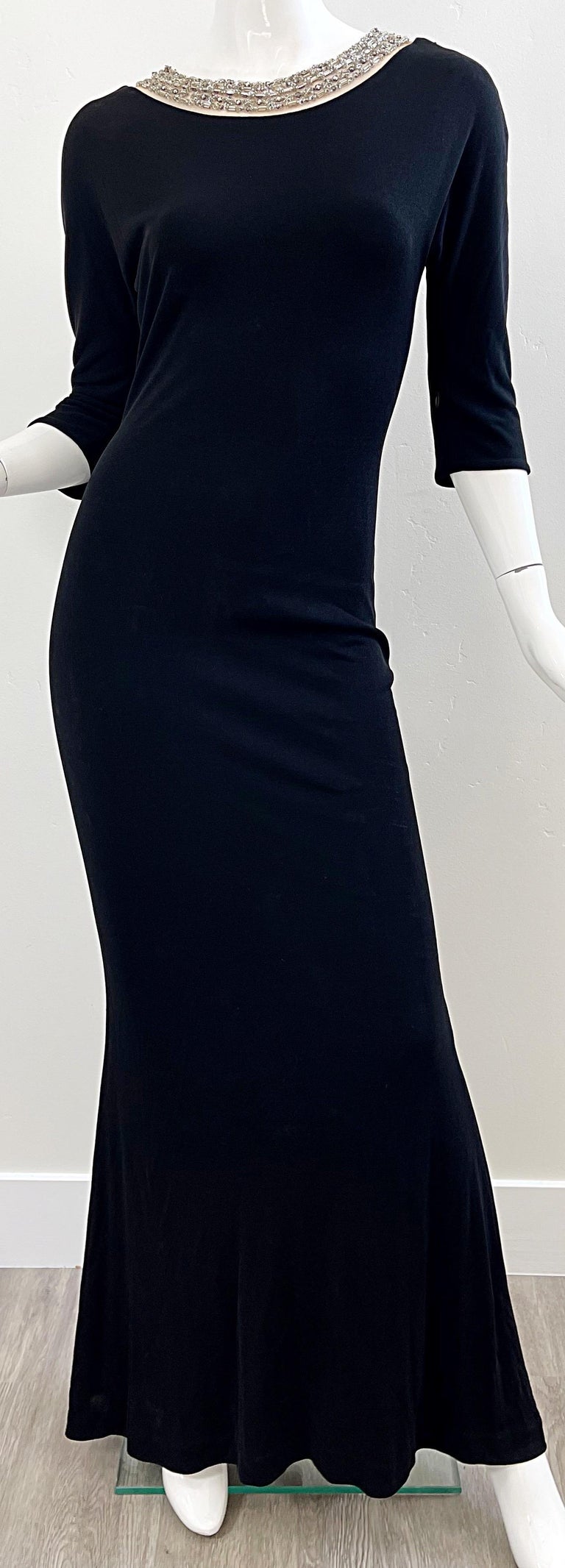 Randolph Duke 1990s Size 8 Black Jeweled Rhinestone Vintage 90s Gown ...