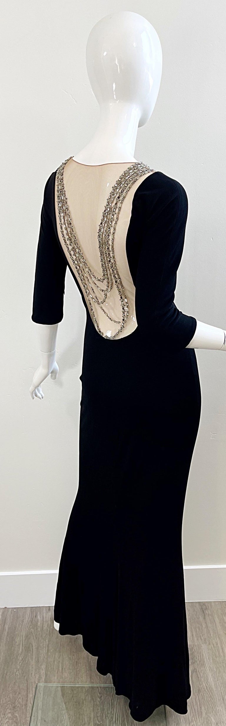 Randolph Duke 1990s Size 8 Black Jeweled Rhinestone Vintage 90s Gown ...