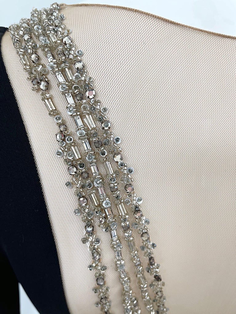 Randolph Duke 1990s Size 8 Black Jeweled Rhinestone Vintage 90s Gown ...