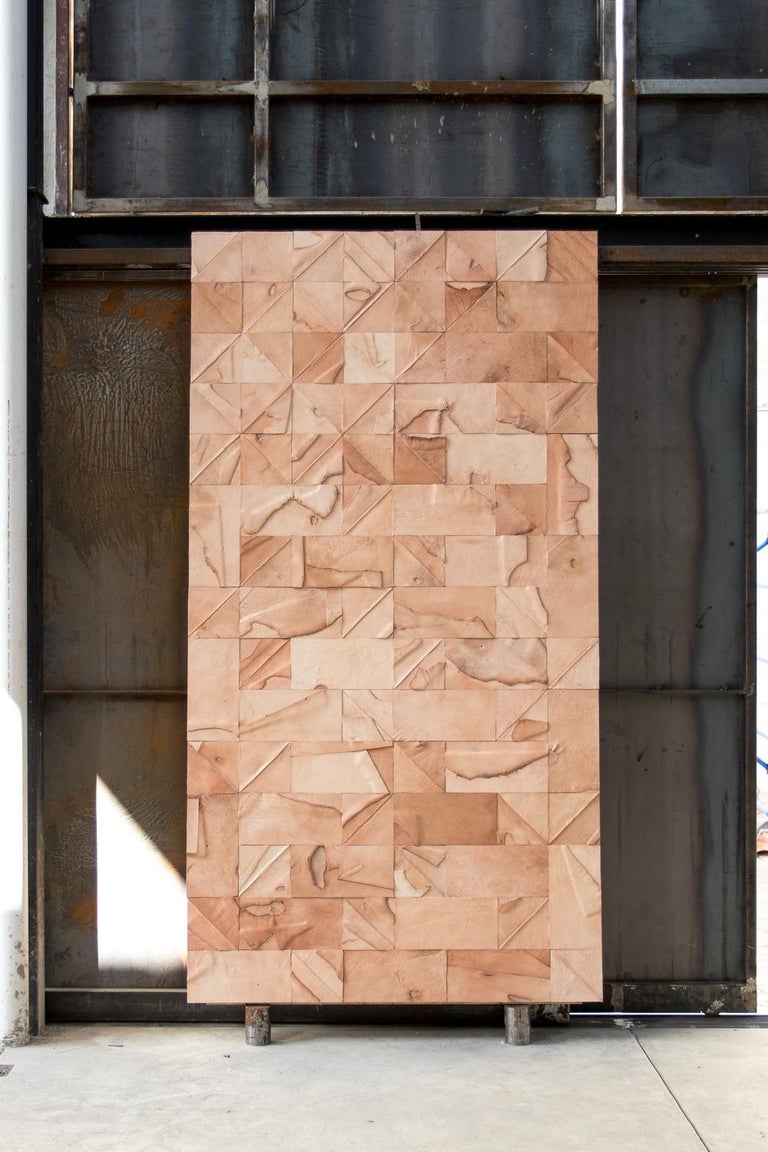 Natural/White Wash Upcycled Leather Collage Panels, Customizable For ...