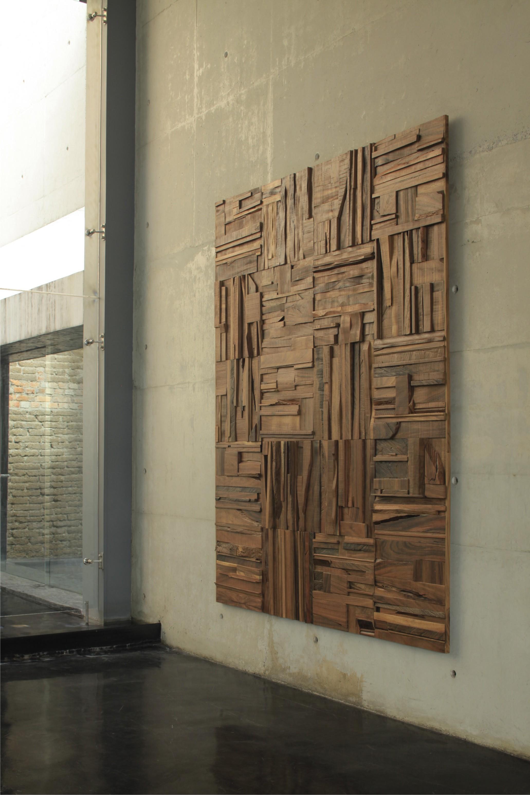 Natural Parota Wood Randomly Composed Art Wall Covering, Acoustic ...