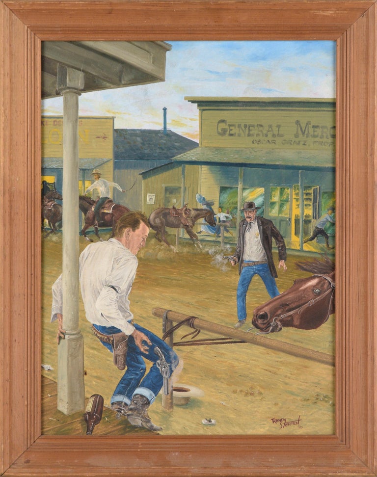 Randy Steffen - "Sundown" Western Shoot Out, Mid Century Figurative ...