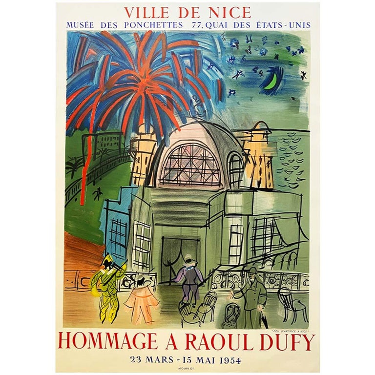 Raoul Dufy - 1954 Original exhibition poster by Raoul Dufy - Feu d ...