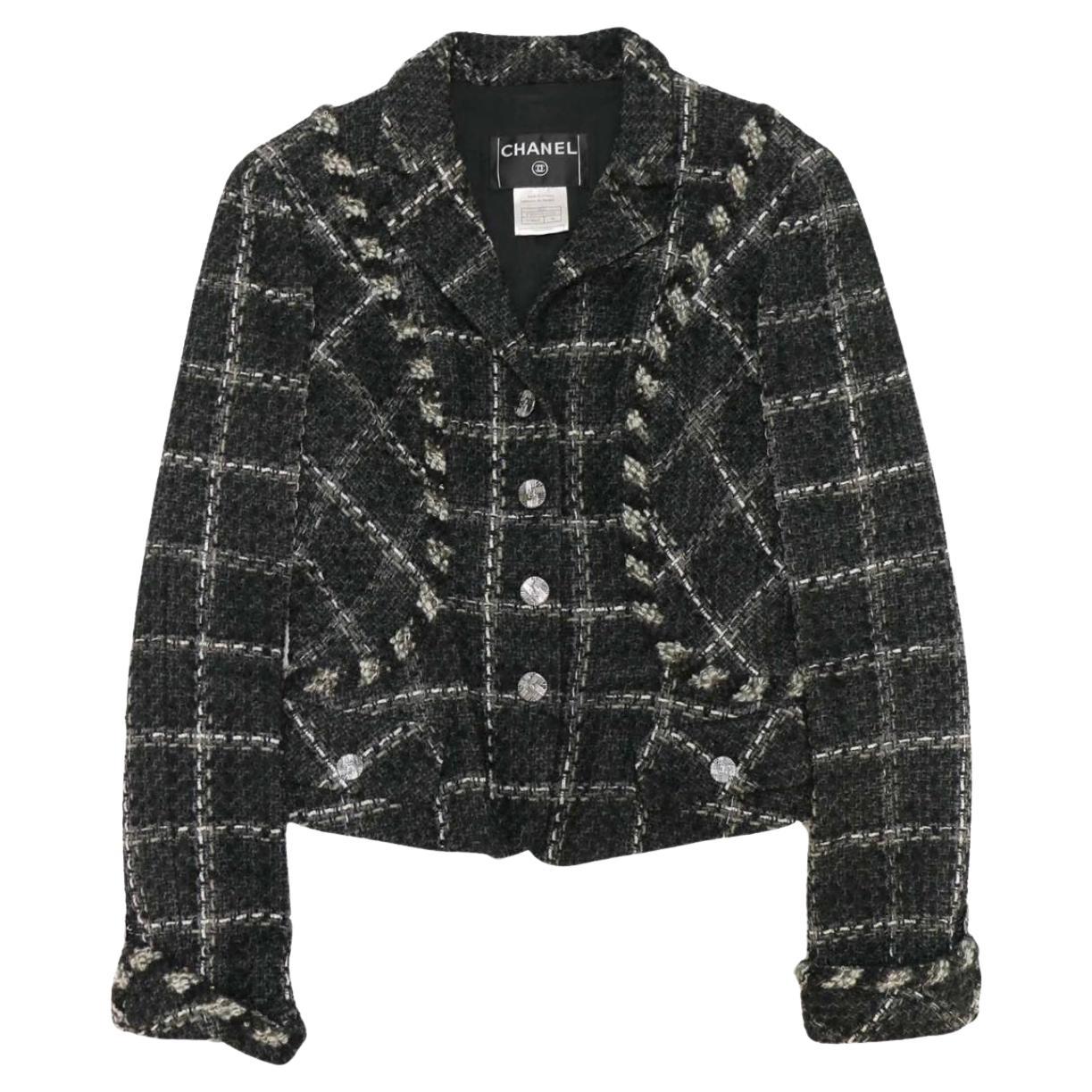 Chanel Rare Collectors Black Tweed Jacket For Sale at 1stDibs