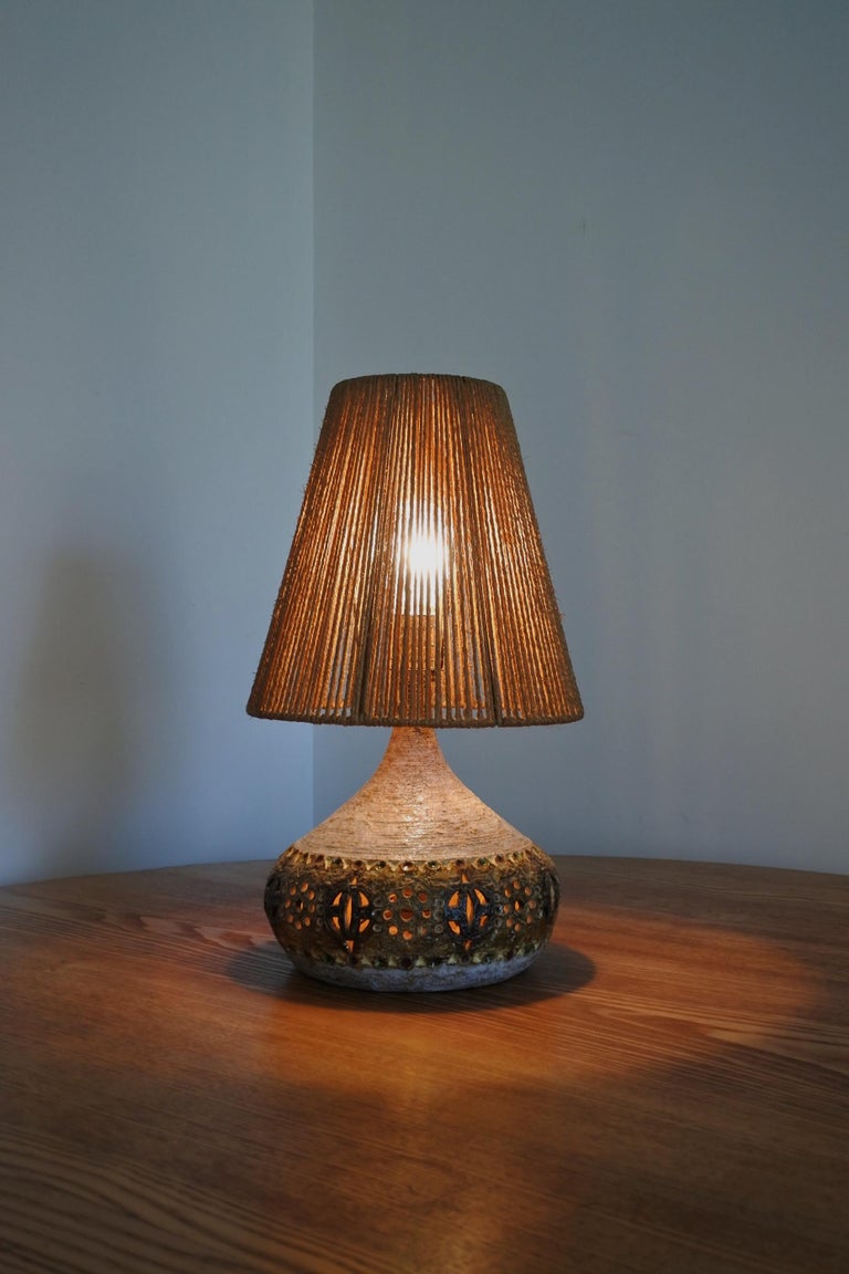 Raphael Giarrusso French Ceramic Table Lamp Accolay, 1960s at 1stDibs
