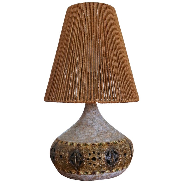 Raphael Giarrusso French Ceramic Table Lamp Accolay, 1960s at 1stDibs