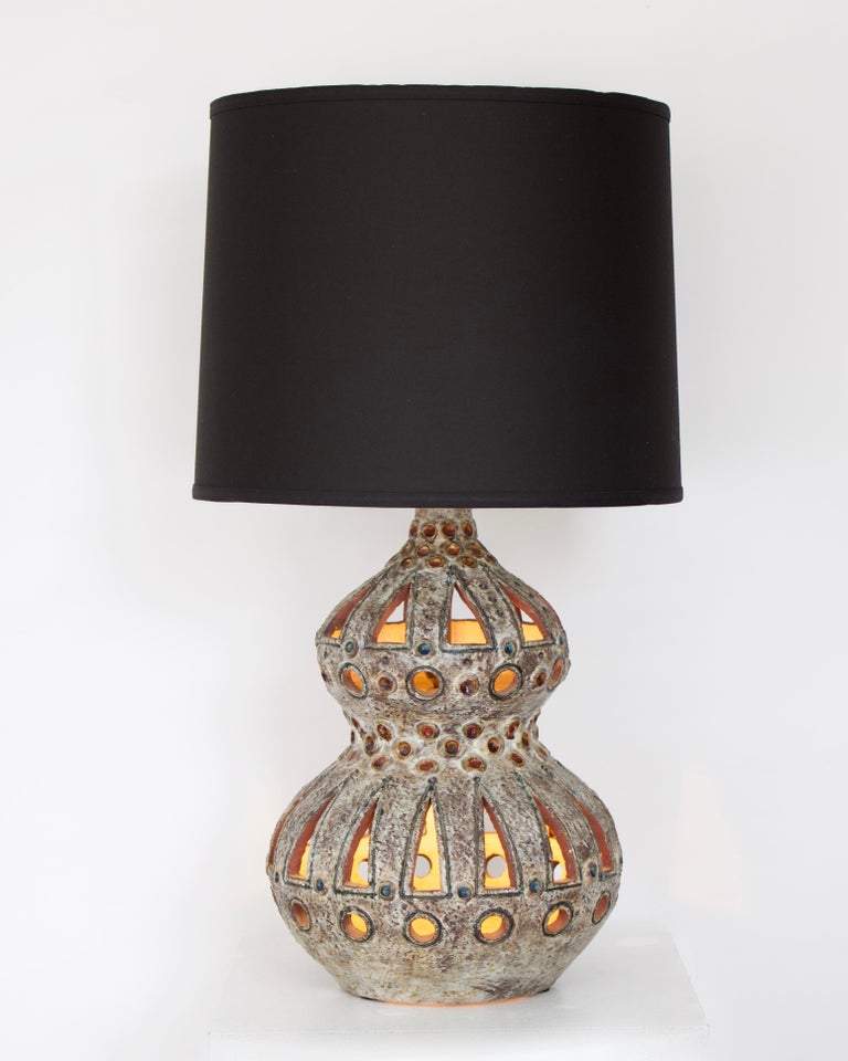 Raphaël Giarrusso French Pierced and Glazed Ceramic Table Lamp For Sale ...