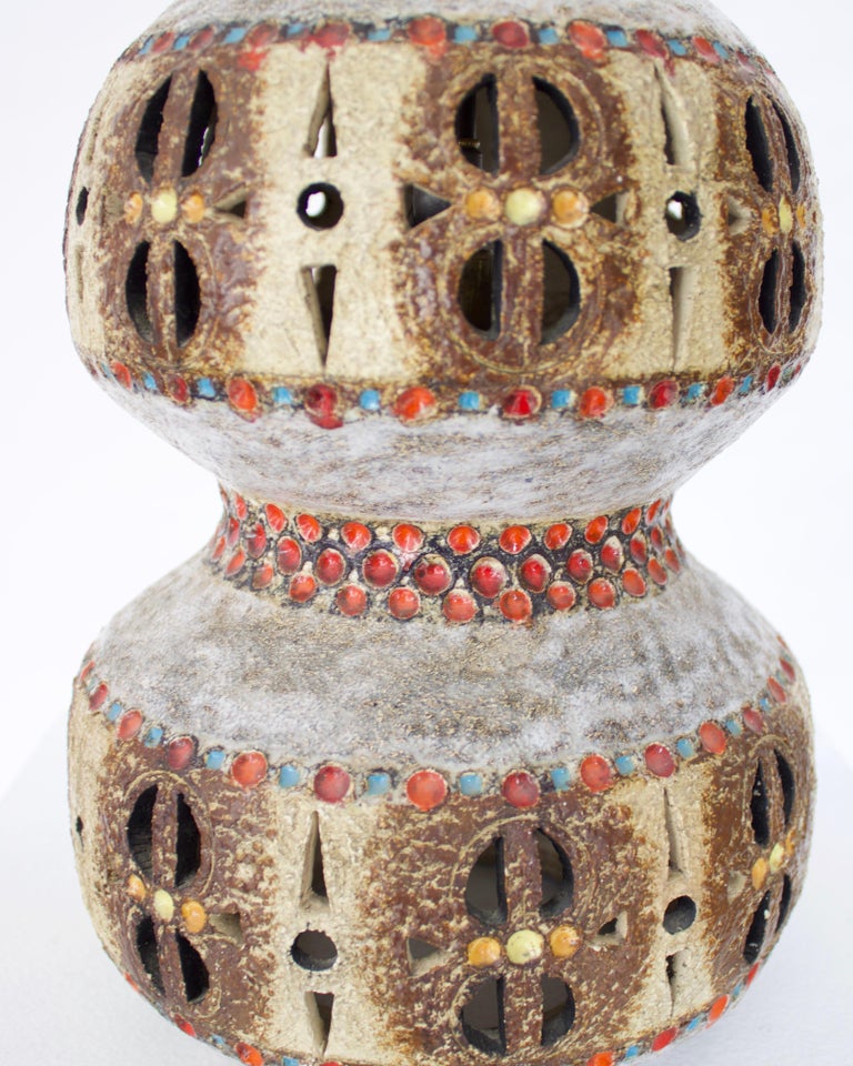 Raphaël Giarrusso French Pierced and Glazed Ceramic Table Lamp For Sale at 1stDibs