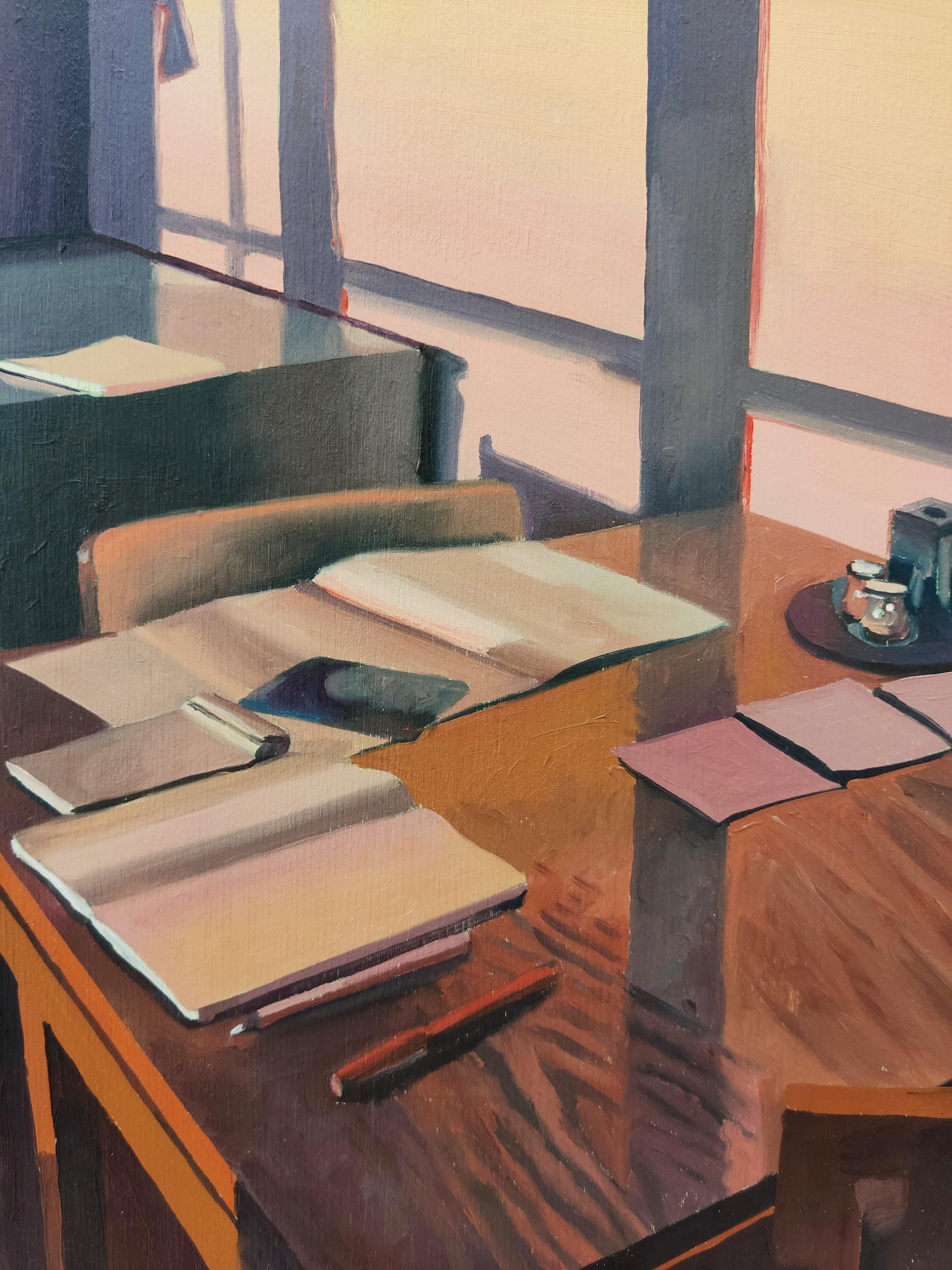 Raphaël Renaud - La Table, Original Oil Painting, Interior, Shadows For ...