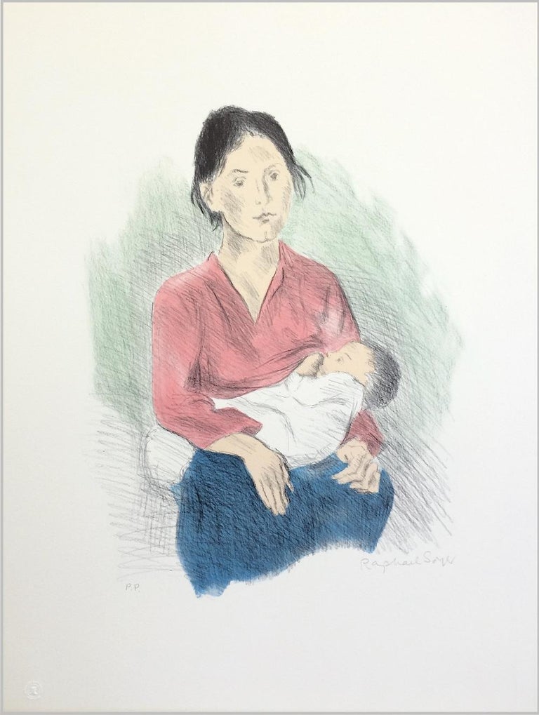 Raphael Soyer - NURSING MOTHER SEATED Signed Lithograph, Woman ...