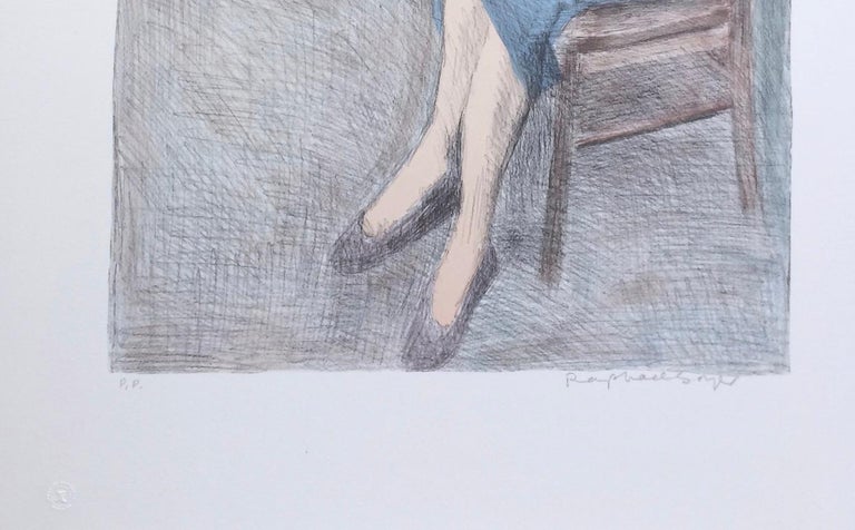 Raphael Soyer - SEATED WOMAN NEAR A BED Signed Lithograph, Realist ...