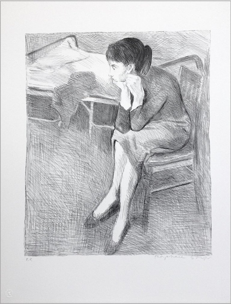 Raphael Soyer - SEATED WOMAN NEAR A BED Signed Lithograph, Seated ...