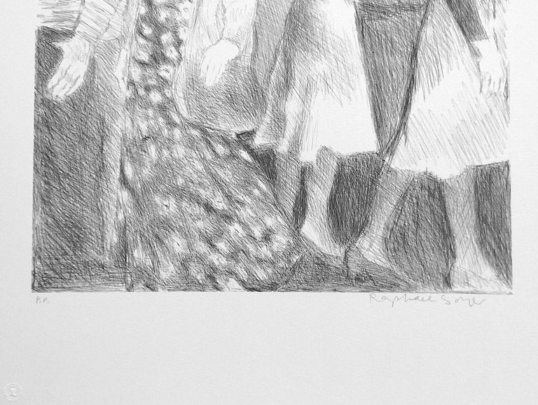 Raphael Soyer - STREET SCENE Signed Lithograph, NYC Crowd Portrait ...