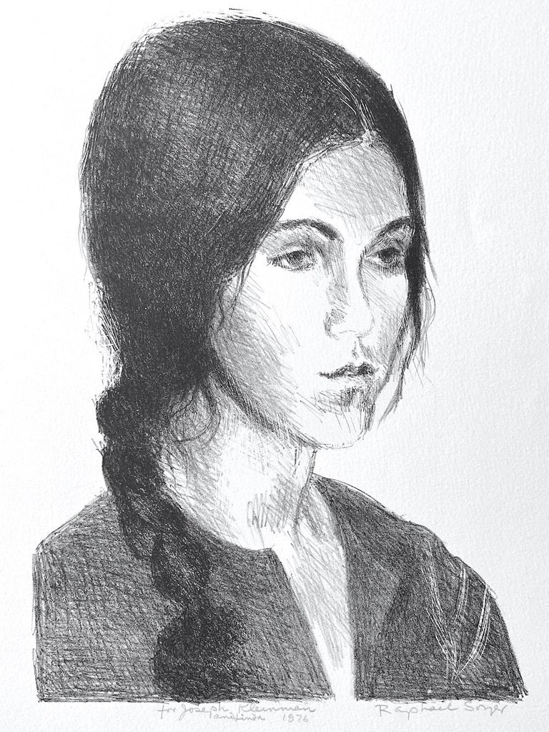 Raphael Soyer - YOUNG WOMAN BRAIDED HAIR Signed Lithograph, Moody Girl ...
