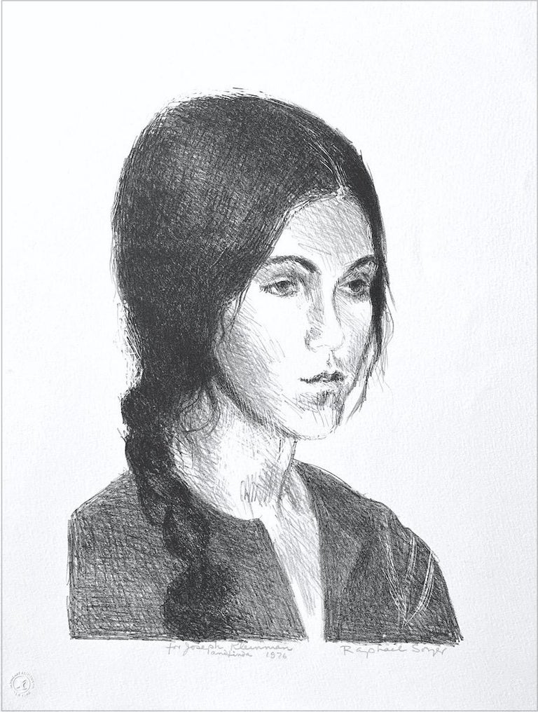 Raphael Soyer - YOUNG WOMAN BRAIDED HAIR Signed Lithograph, Moody Girl ...
