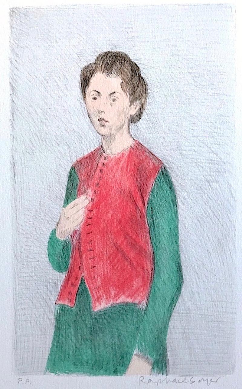 Raphael Soyer - YOUNG WOMAN RED VEST, Signed Original Lithograph ...