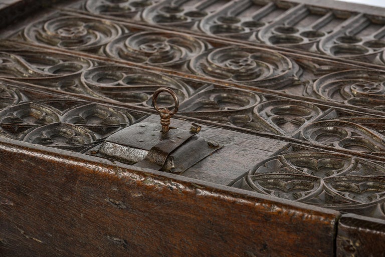 Rare 15th Century Solid Oak Medieval Dutch Gothic Chest or Trunk For ...