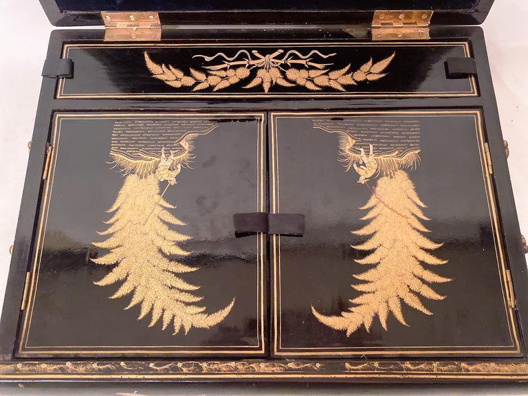 Rare Early 19th Century Chinese Gilt Black Lacquer Writing Box For Sale ...