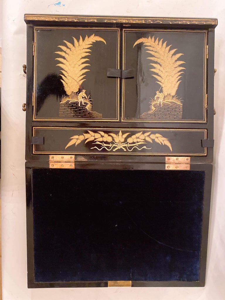 Rare Early 19th Century Chinese Gilt Black Lacquer Writing Box For Sale ...