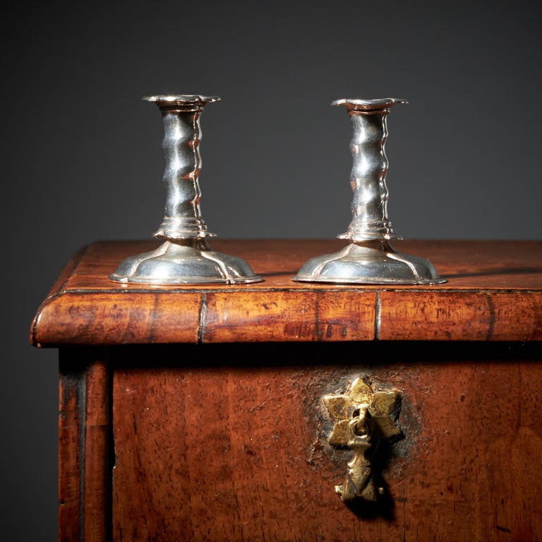 Rare 17th Century Charles II Miniature Silver Trumpet Form Candlesticks ...