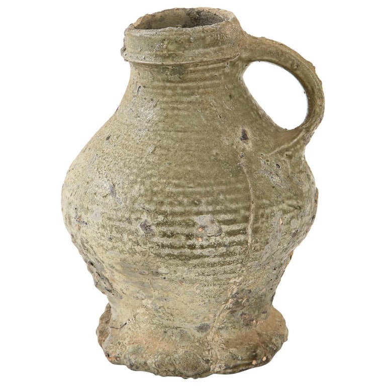 17th Century German Low Countries Grey Ceramic Pitcher at 1stDibs