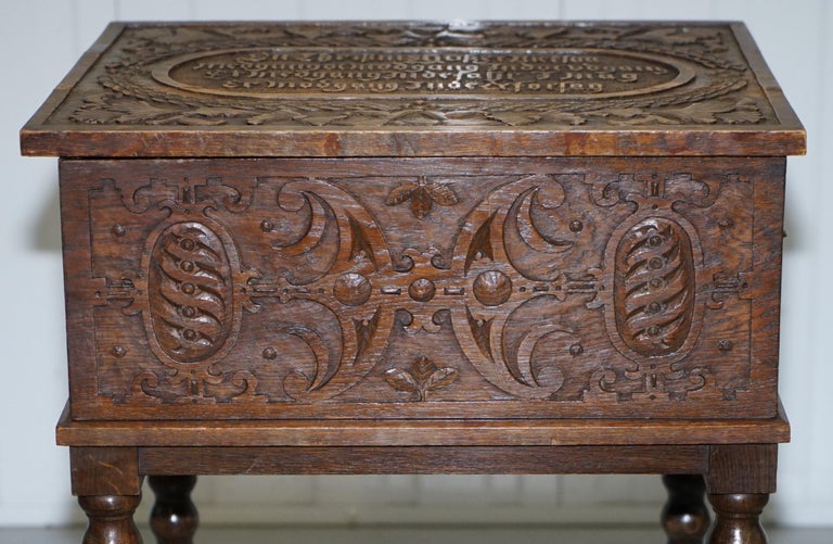 Rare 17th Century Heavily Carved Box and Stand Danish Inscription ...