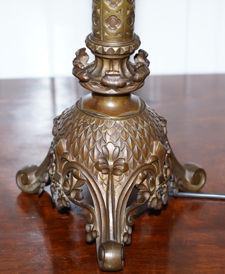 Rare 1820 Pugin Gothic Large Solid Bronze Candlestick Lamp Conversion ...