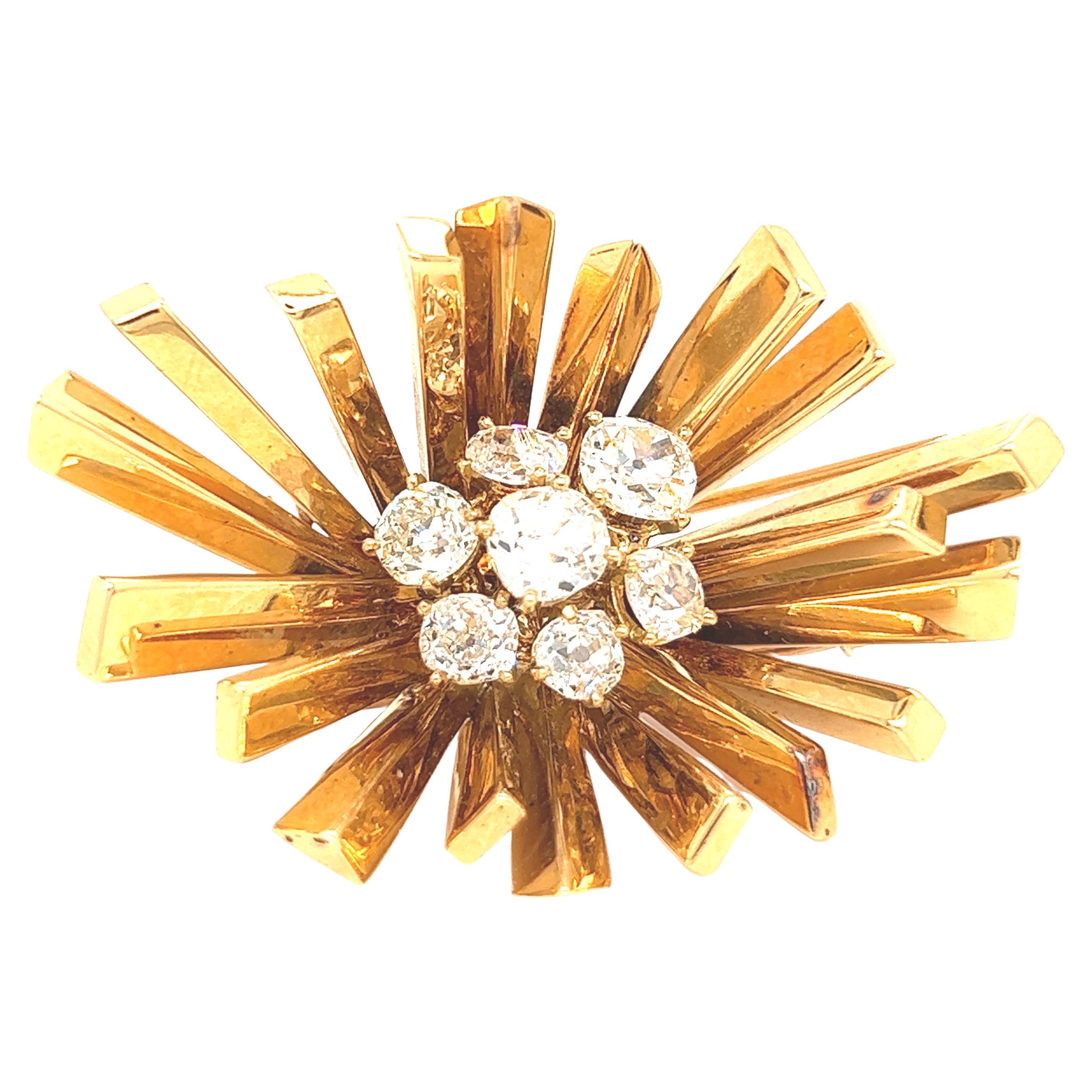Mellerio Diamond Gold Rose Brooch at 1stDibs